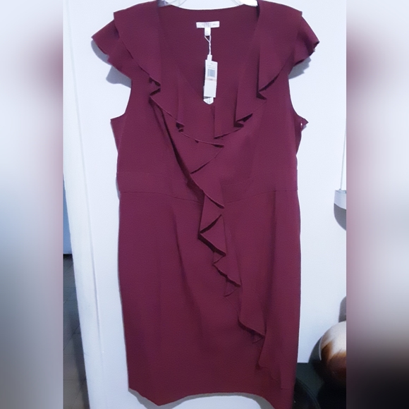 Spense | Dresses | Sense Woman Hot Magenta Ruffle Trimmed Dress New ...